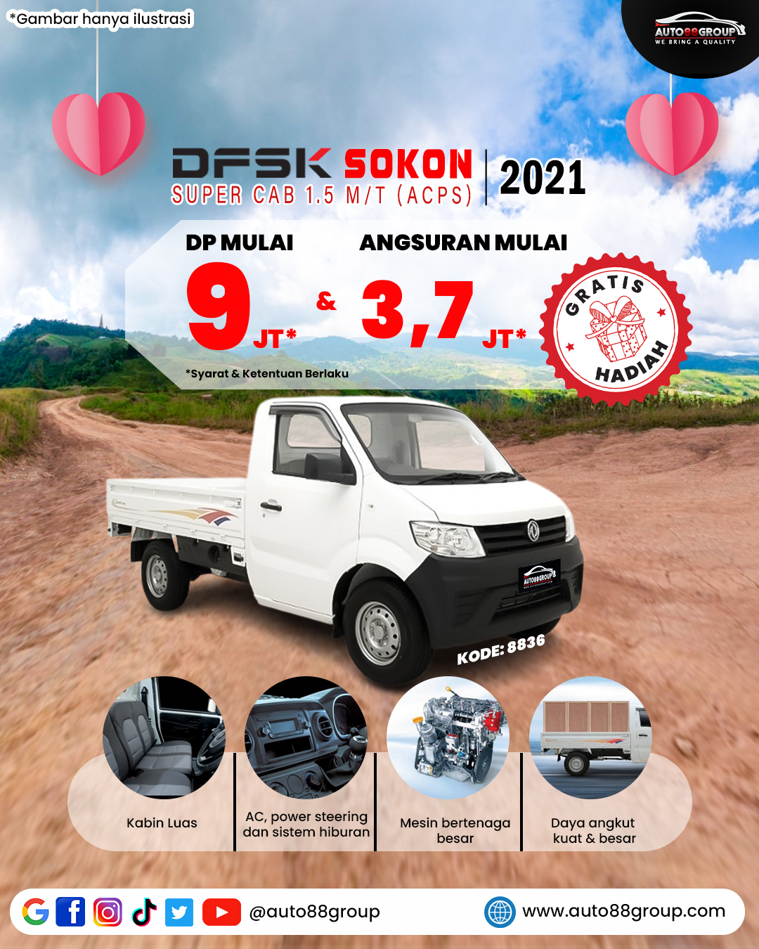 DFSK SOKON (WHITE) TYPE SUPER CAB ACPS 1.5 M/T (2021) 4704420