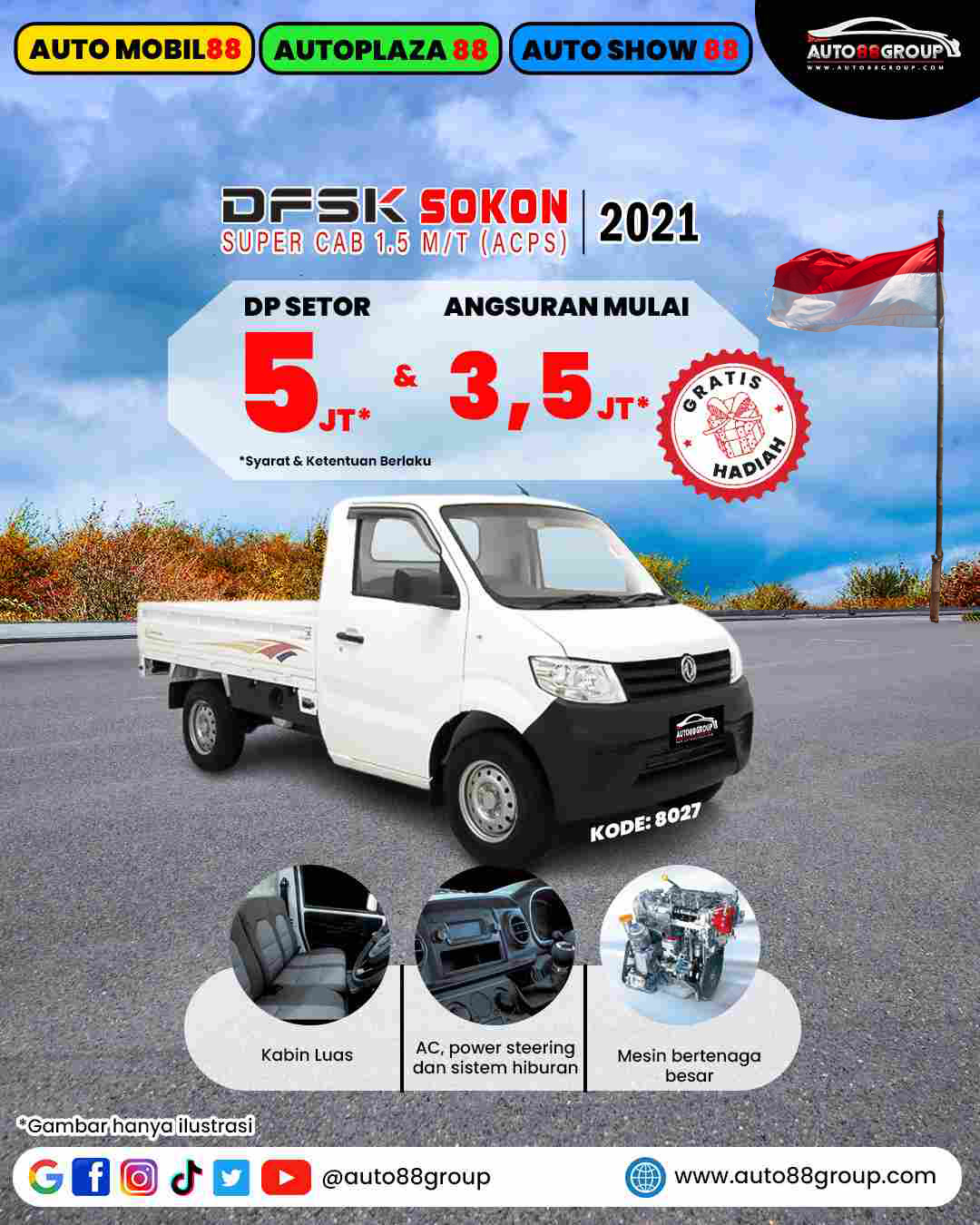 DFSK SOKON (WHITE) TYPE SUPER CAB ACPS 1.5 M/T (2021) 4712812